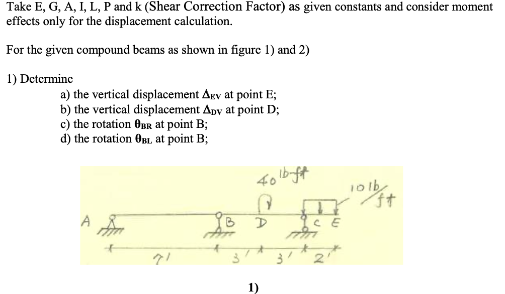 Take E, G, A, I, L, P and k (Shear Correction Factor) | Chegg.com
