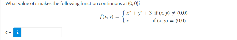Solved What value of c makes the following function | Chegg.com