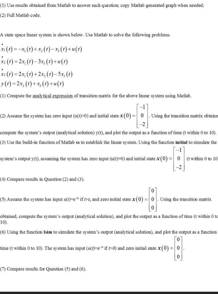 please write the matlab code with results. don't give | Chegg.com