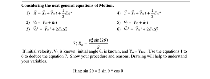 Solved Considering the next general equations of Motion. 1) | Chegg.com