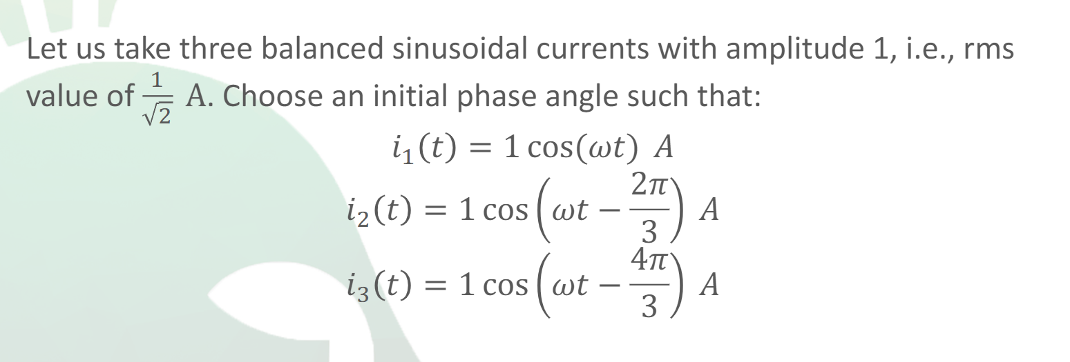 Solved Let us take three balanced sinusoidal currents with | Chegg.com