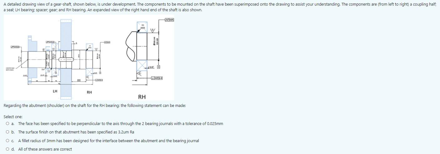 Solved A detailed drawing view of a gear-shaft, shown below, | Chegg.com