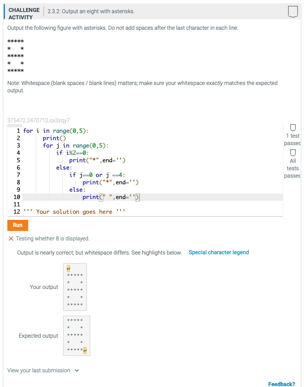 Solved CHALLENGE ACTIVITY 2 3 2 Output An Eight With Chegg