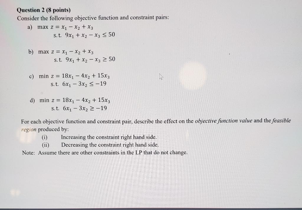 Solved Question 2 (8 points) Consider the following | Chegg.com