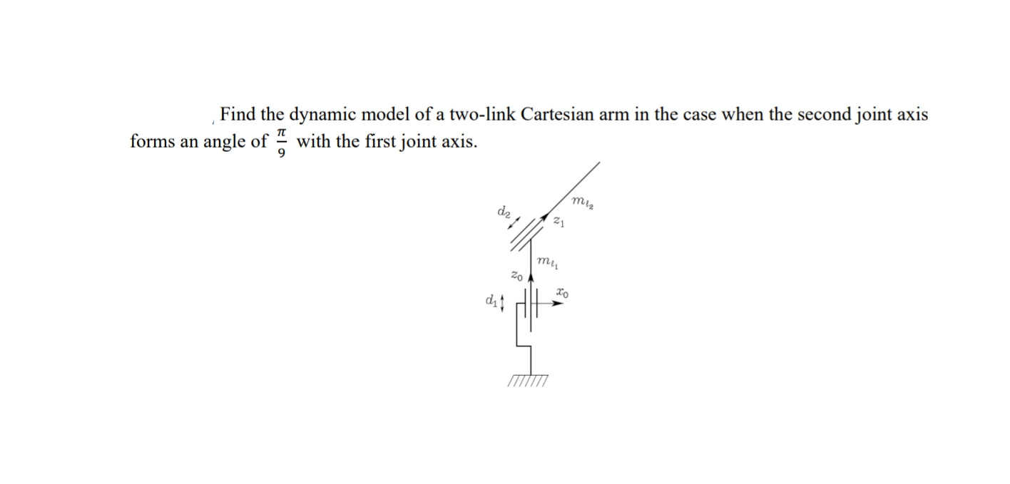 Find the dynamic model of a two-link Cartesian arm in | Chegg.com