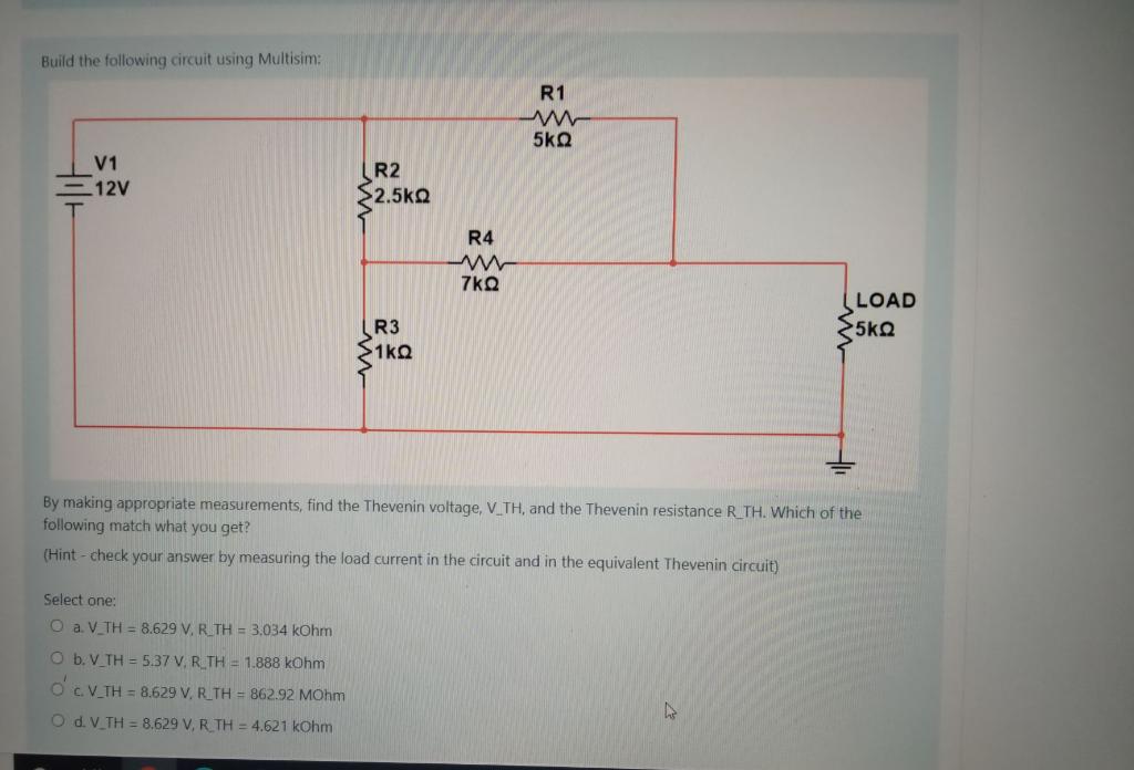 Solved Build the following circuit using Multisim: R1 5ΚΩ V1 | Chegg.com