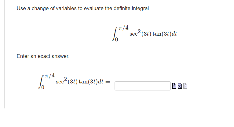 Solved Use a change of variables to evaluate the definite | Chegg.com