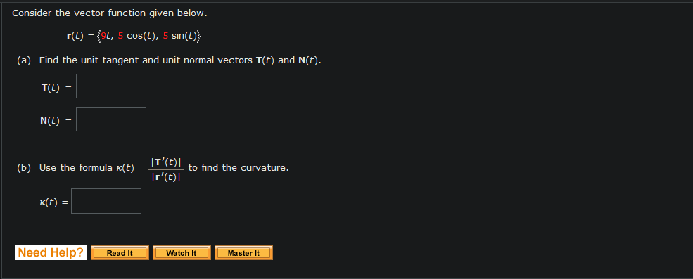 Solved Consider the vector function given below. | Chegg.com