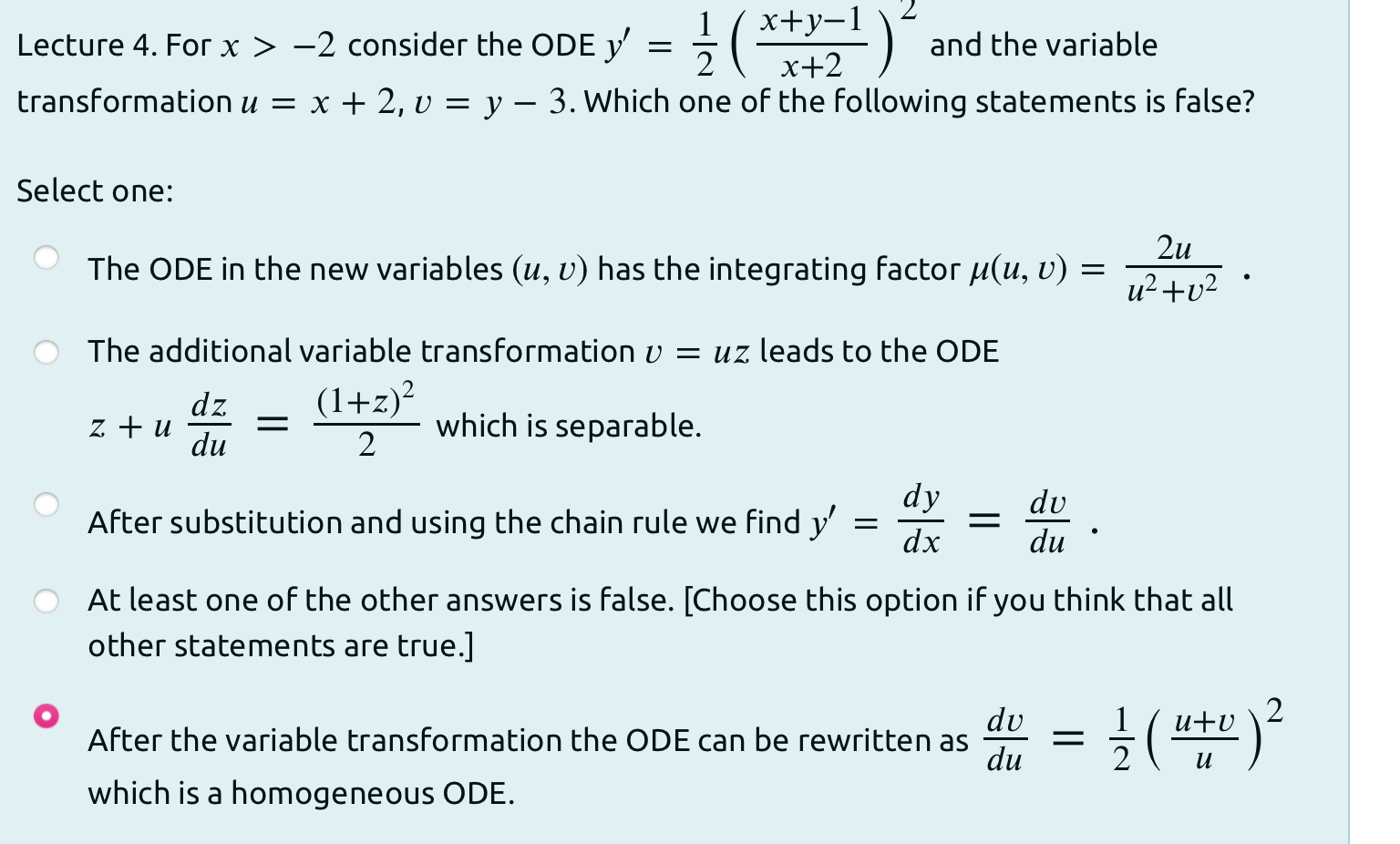 Solved Lecture 4. ﻿For x>-2 ﻿consider the ODE | Chegg.com