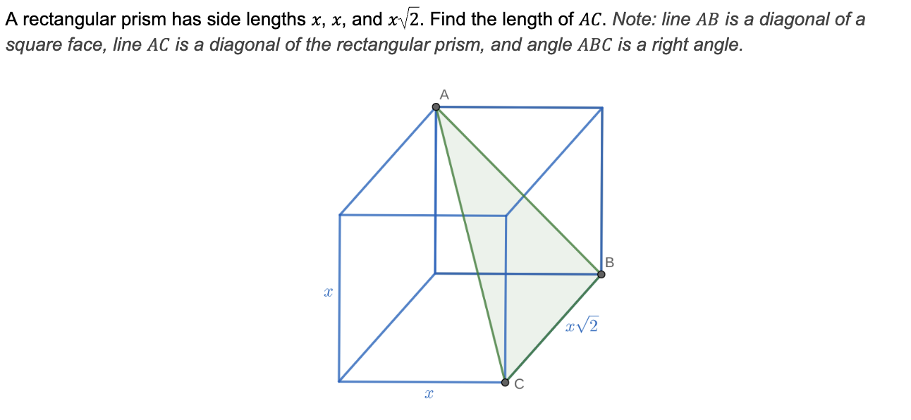 Solved A rectangular prism has side lengths x,x, and x2. | Chegg.com