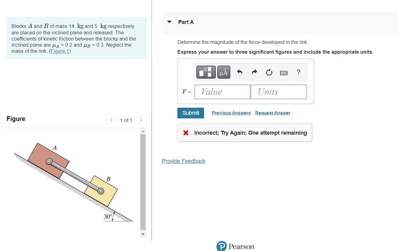 Solved Blocks A and B of mass 14 kg and 5 kg respectively, | Chegg.com