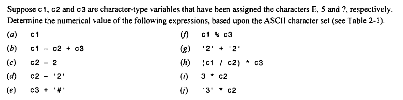 Solved Suppose c1, c2 and c3 are character-type variables | Chegg.com