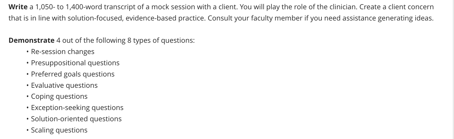 Solved Write a 1,050- to 1,400 -word transcript of a mock | Chegg.com