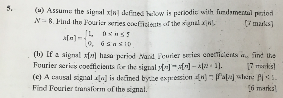 Solved 5. (a) Assume the signal x[n] defined below is | Chegg.com