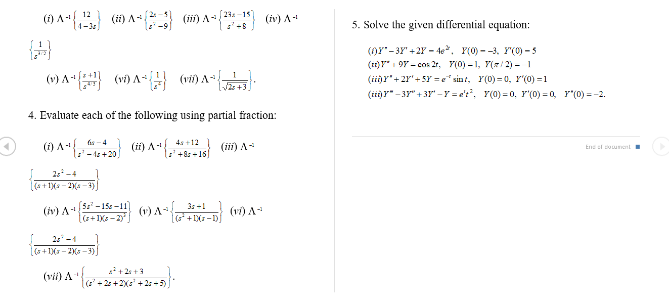 Solved (i) Λ−1{4−3s12} (ii) Λ−1{s2−92s−5} (iii) | Chegg.com