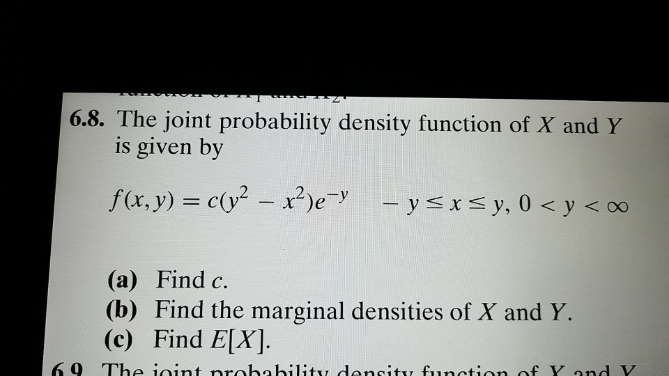 Solved 6.8. The joint probability density function of X and | Chegg.com