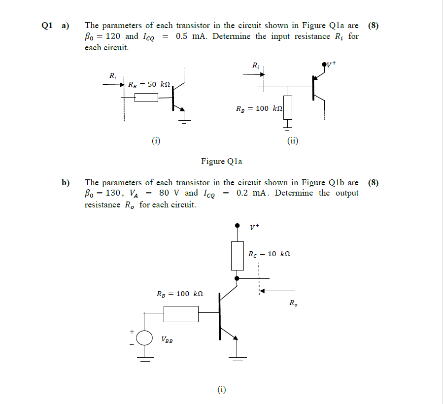 Solved Q1 a) The parameters of each transistor in the | Chegg.com