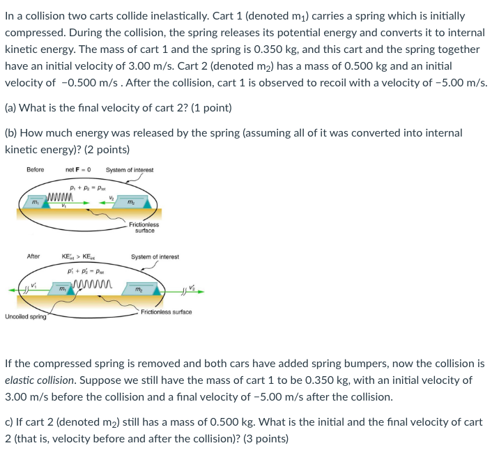 Solved In a collision two carts collide inelastically. Cart | Chegg.com