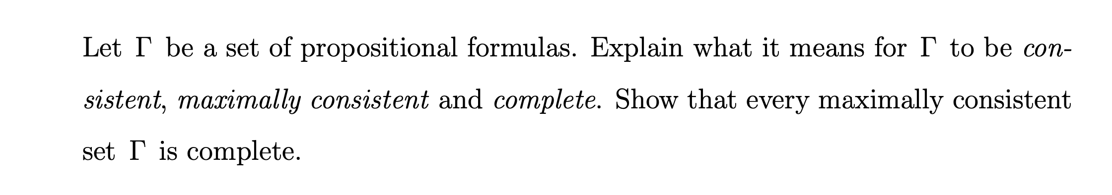 Solved Let I be a set of propositional formulas. Explain | Chegg.com