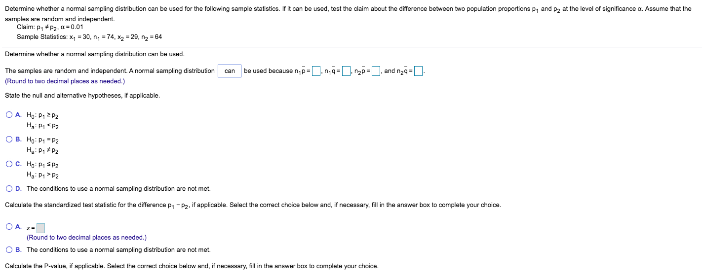 Solved Determine whether a normal sampling distribution can | Chegg.com