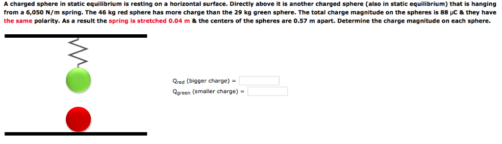 Solved A charged sphere in static equilibrium is resting on | Chegg.com