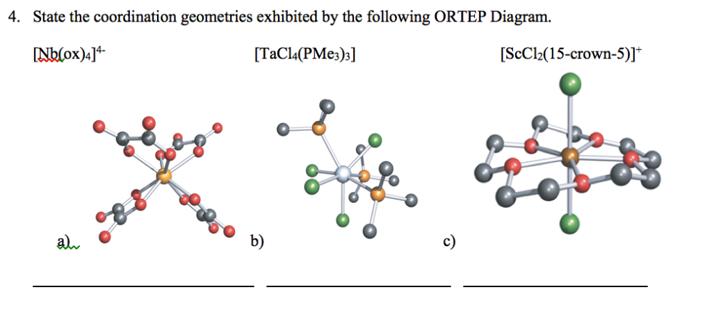 Solved 4. State the coordination geometries exhibited by the | Chegg.com