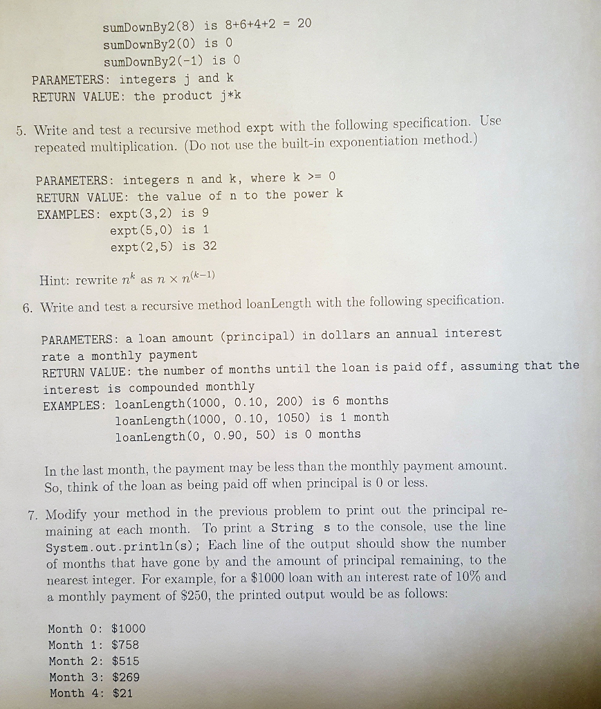 Solved Objective To practice recursive methods. Solve only 3 | Chegg.com