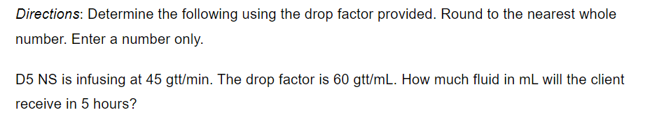 Solved Directions: Determine the following using the drop | Chegg.com
