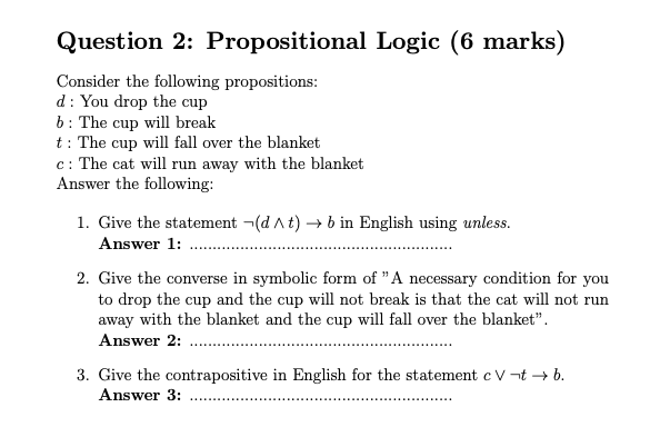 Solved Question 1: Predicates and Quantifiers (6 marks) Part | Chegg.com
