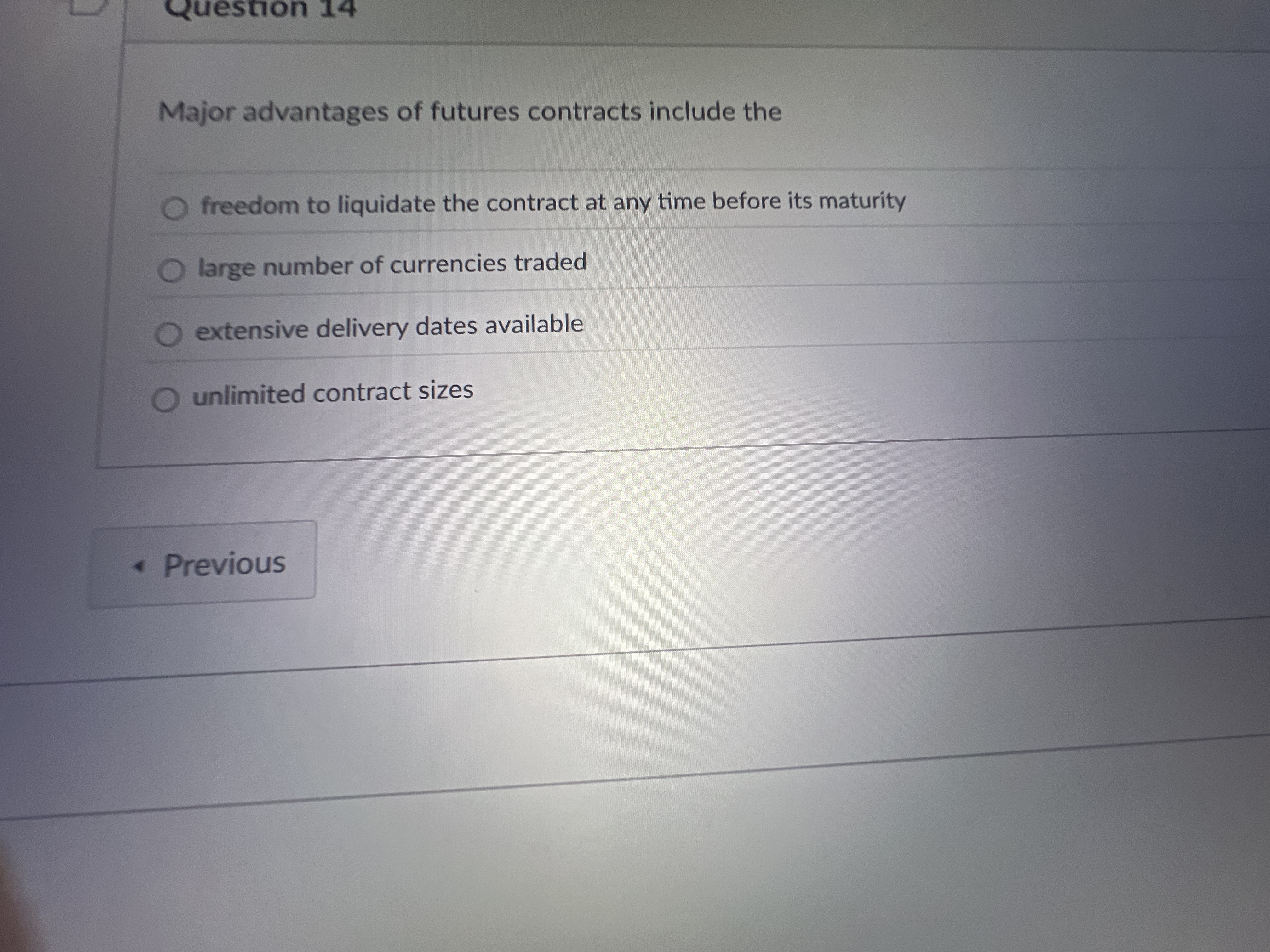 Solved Major advantages of futures contracts include | Chegg.com