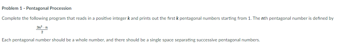 Solved Problem 1 - Pentagonal Procession Complete the | Chegg.com