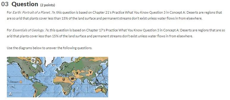 Solved 3 Question (2 points) For Earth: Portrait of a | Chegg.com