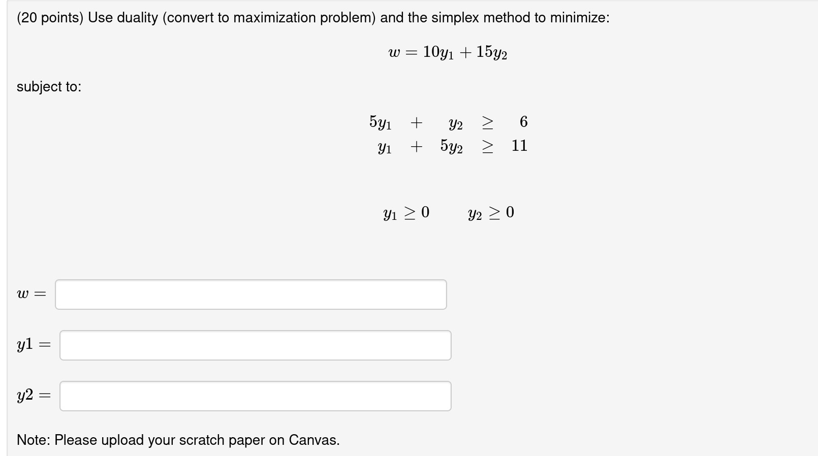 Solved (20 ﻿points) ﻿Use duality (convert to maximization | Chegg.com