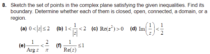 Solved 8. Sketch the set of points in the complex plane | Chegg.com
