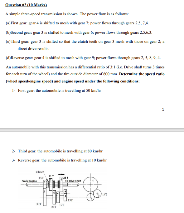 Solved Question #2 (10 Marks) A simple three-speed | Chegg.com