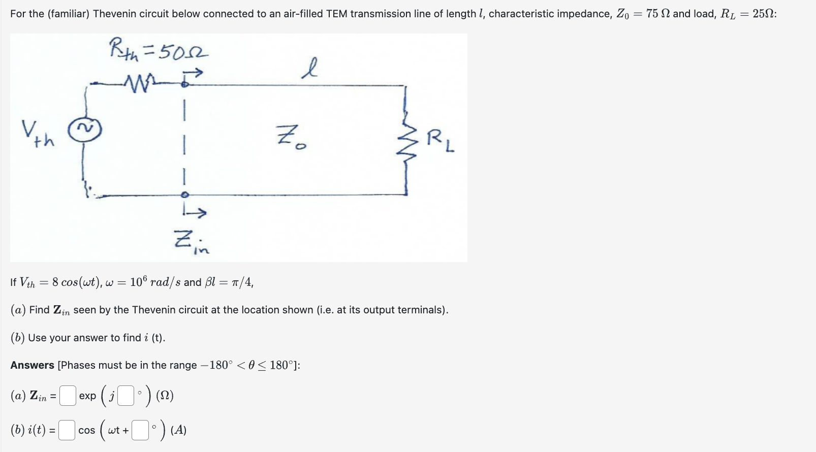 Solved For the (familiar) Thevenin circuit below connected | Chegg.com