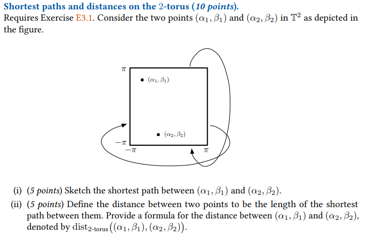 Shortest paths and distances on the 2-torus (10 | Chegg.com