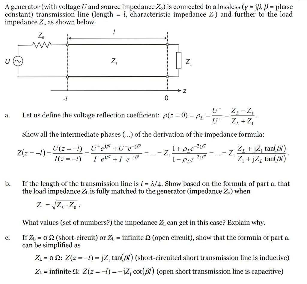 Solved A generator (with voltage U and source impedance Zo) | Chegg.com