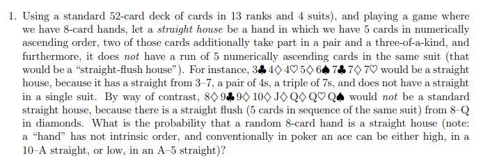 1. Using a standard 52-card deck of cards in 13 ranks | Chegg.com