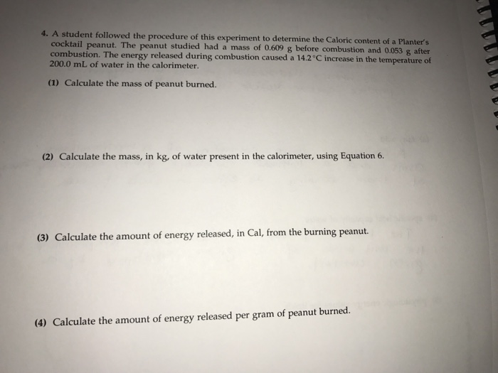 Solved A student followed the procedure of this experiment | Chegg.com