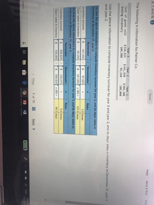 Solved 6, 7, and 8) G Help Save & Exit Sub The following is | Chegg.com