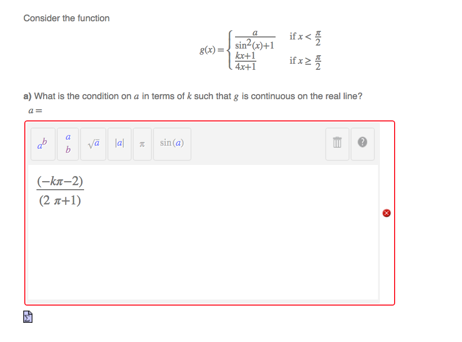 Solved Consider the function 2 in-(x)+1 kx+1 2 ifx_ ? 4x+1 | Chegg.com
