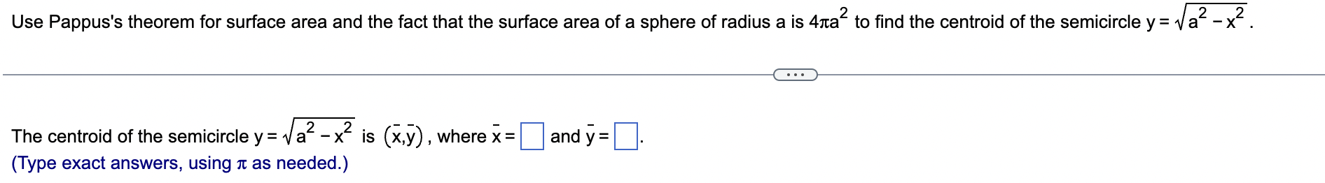 Solved Use Pappus's theorem for surface area and the fact | Chegg.com