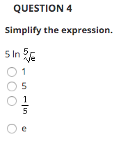 Solved QUESTION 4 Simplify the expression. 5 In Je 0 1 05 1 | Chegg.com