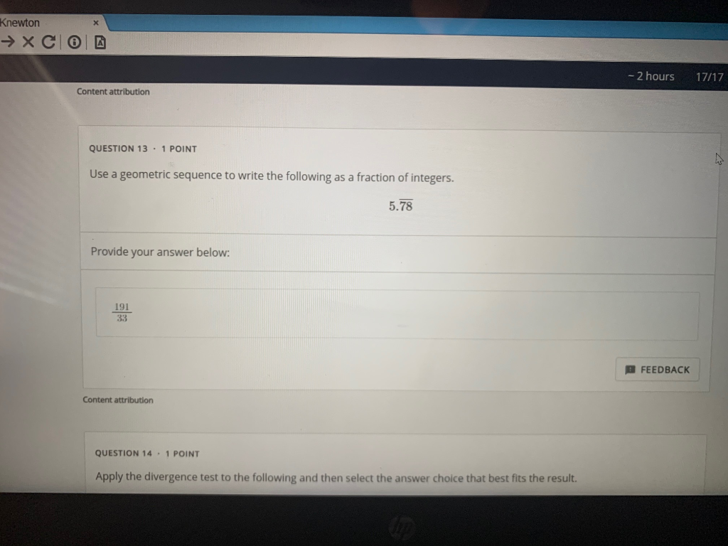 Solved Knewton → XCO - 2 hours 17/17 Content attribution | Chegg.com
