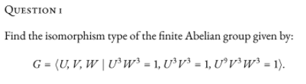 Solved QUESTION 1 Find the isomorphism type of the finite | Chegg.com