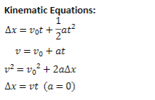 Solved Kinematic Equations: 1 Ax vot at2 vvo at v2 vo2aAx | Chegg.com