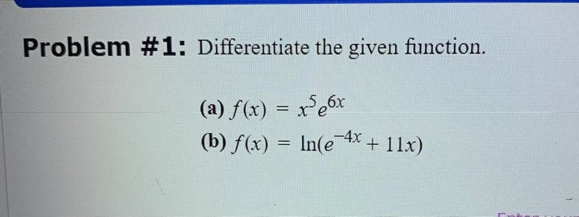 Solved roblem \# 1: Differentiate the given function. (a) | Chegg.com