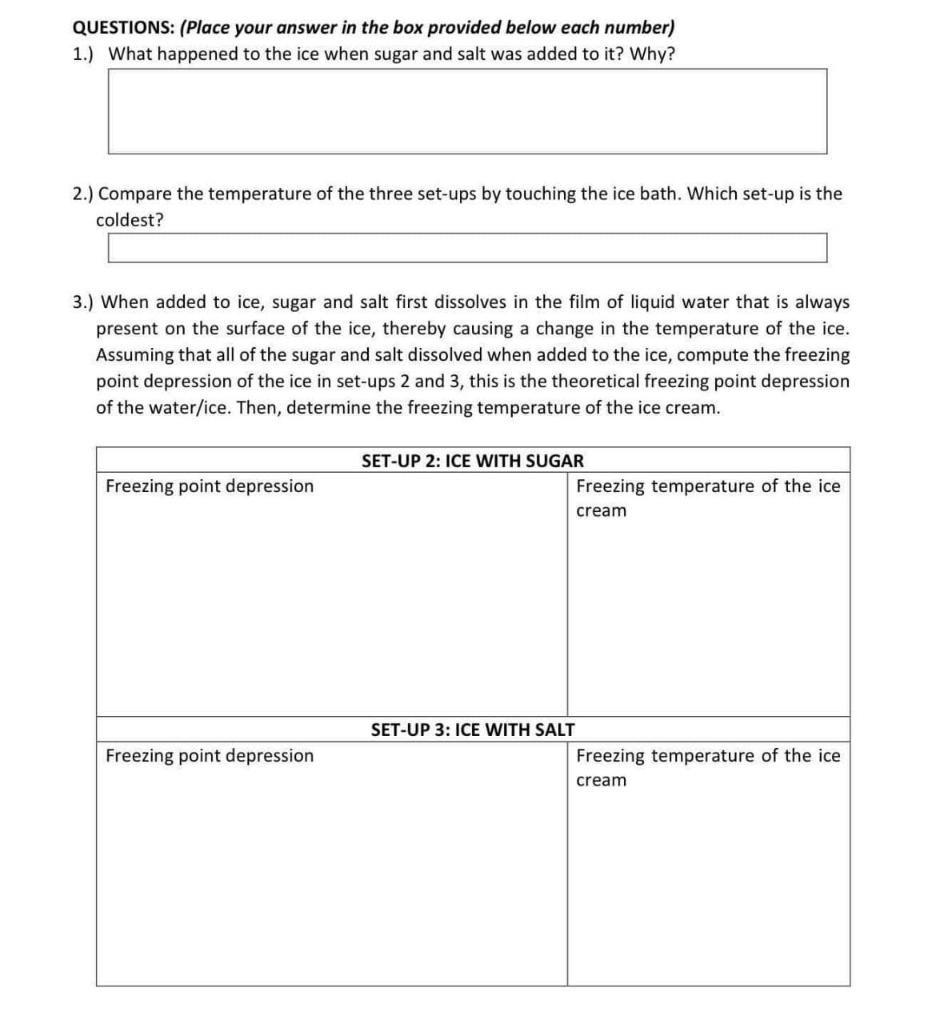 Solved ACTIVITY REPORT: ICE CREAM MAKING Colligative | Chegg.com