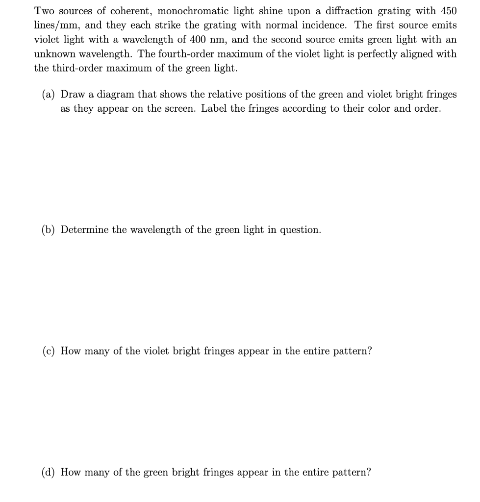 Solved Two sources of coherent, monochromatic light shine | Chegg.com